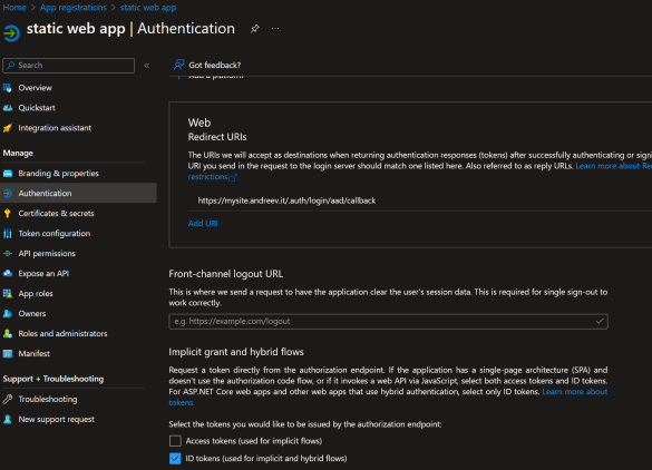 Entra ID (Azure AD) SSO and Azure Static Web Apps – Blog of Kliment ...